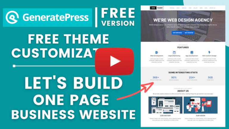 GeneratePress Free Tutorial – Build a One Page Business Website - wpframer