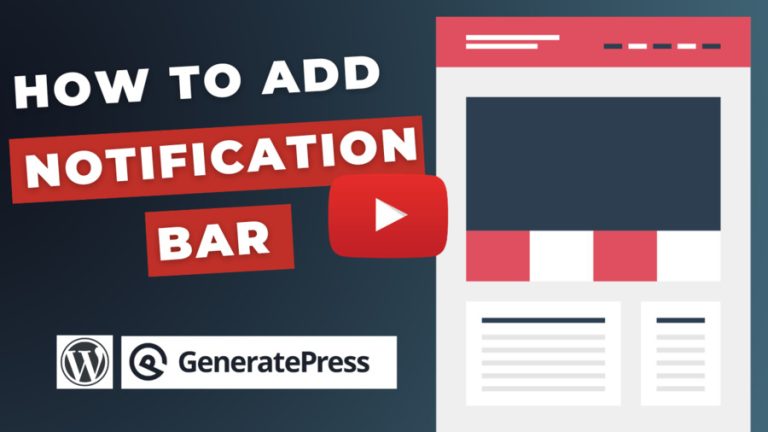 How to create Top Notification Bar in GeneratePress Theme - wpframer