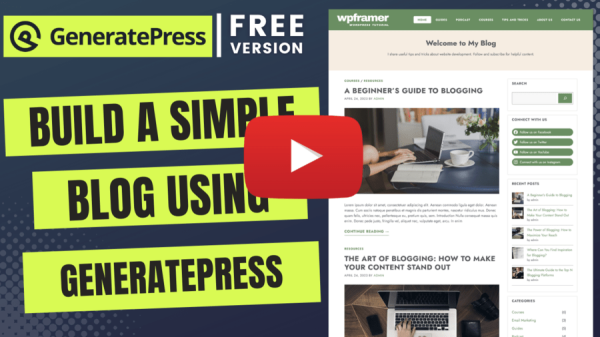 GeneratePress Free Tutorial - Build a Simple Blog [Design 10] - wpframer