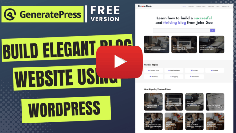 How to Make a Simple Blog Website on WordPress Using GeneratePress Theme - wpframer